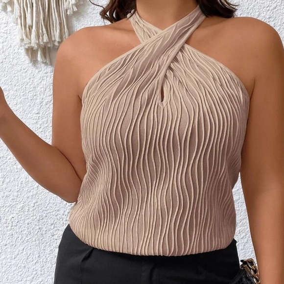 Tops | Plus Textured Minimalist Halter Top | Poshmark